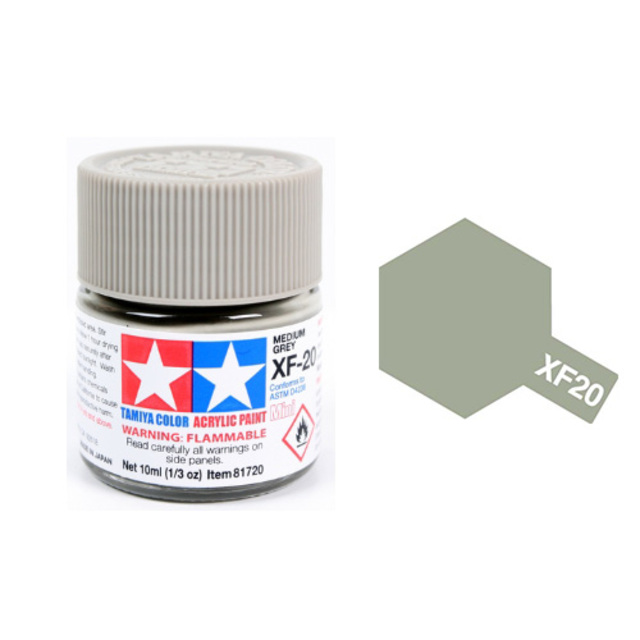 Tamiya Paint Acrylic Medium Grey - XF20 - Scale Hobbies Ltd
