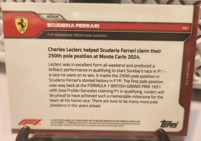 Topps Now 2024 Charles Leclerc Ferrari 250th Pole Position - Monaco GP ...